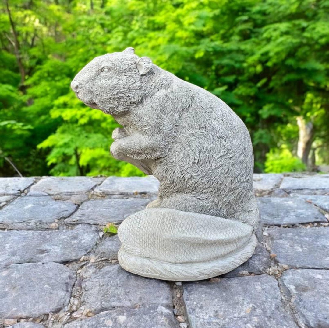 Concrete Beaver Statue Stone Beaver Figure Cement Beaver on Base ...