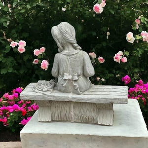 Jump Rope Jenny Statue Girl Sitting on Bench Sculpture Outdoor Gardeb ...