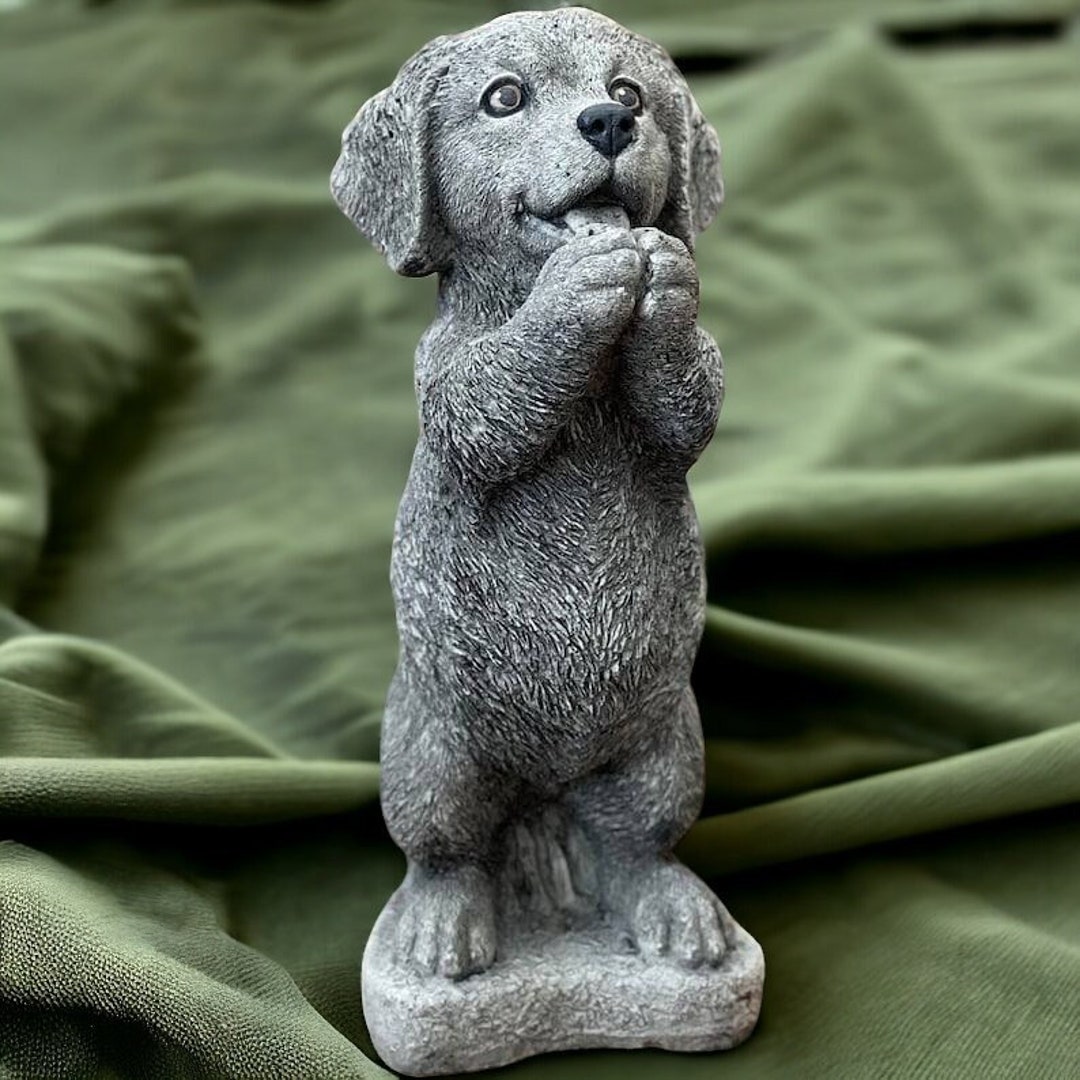 Begging Dog on Base Figure Standing Puppy Statue Outdoor Dog Memorial ...