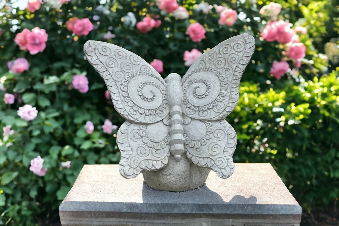 Concrete Butterfly Sitting on Rock Statue Summer Butterfly Figure ...