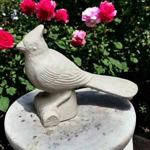 Cardinal Sitting on Stump Figure Concrete Cardinal Bird Statue ...