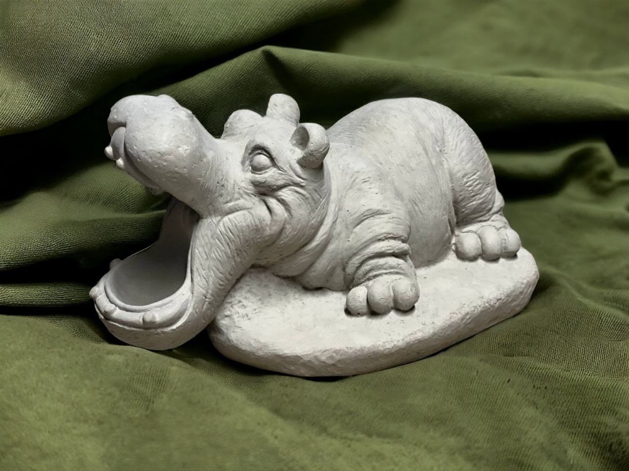 Concrete Hippo Baby With Open Mouth Statue Detailed Tropical Hippo on ...