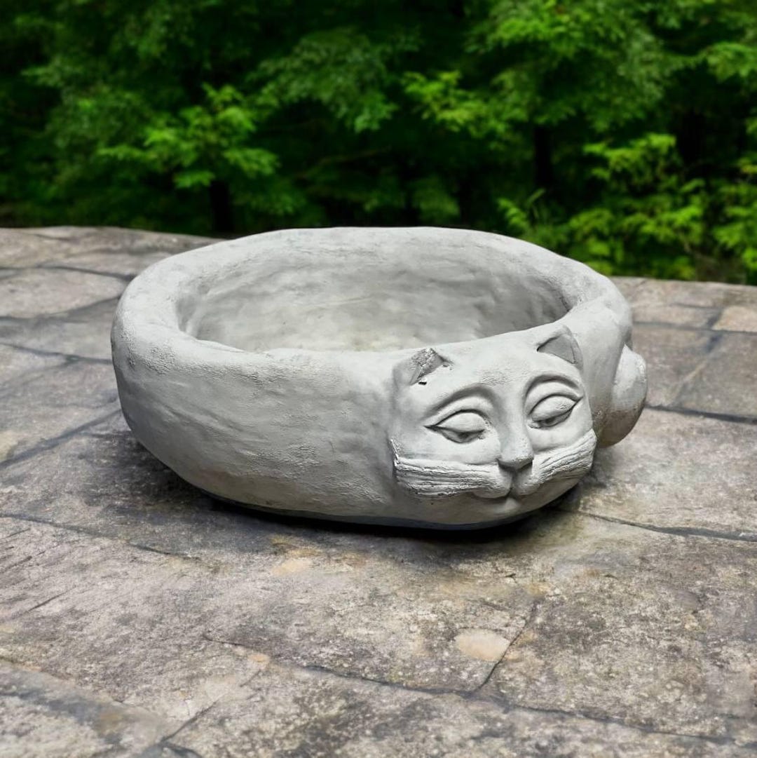 Detailed Face Cat Plate Figure Cozy Garden Decoration Cat Dish ...