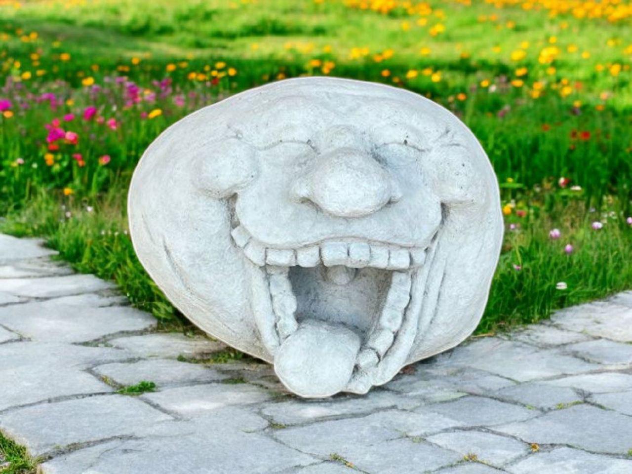 Smilling Face Figure Stone Face Rock Face With Tongue Out Figurine ...