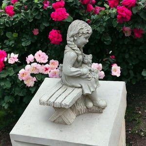 Jump Rope Jenny Statue Girl Sitting on Bench Sculpture Outdoor Gardeb ...