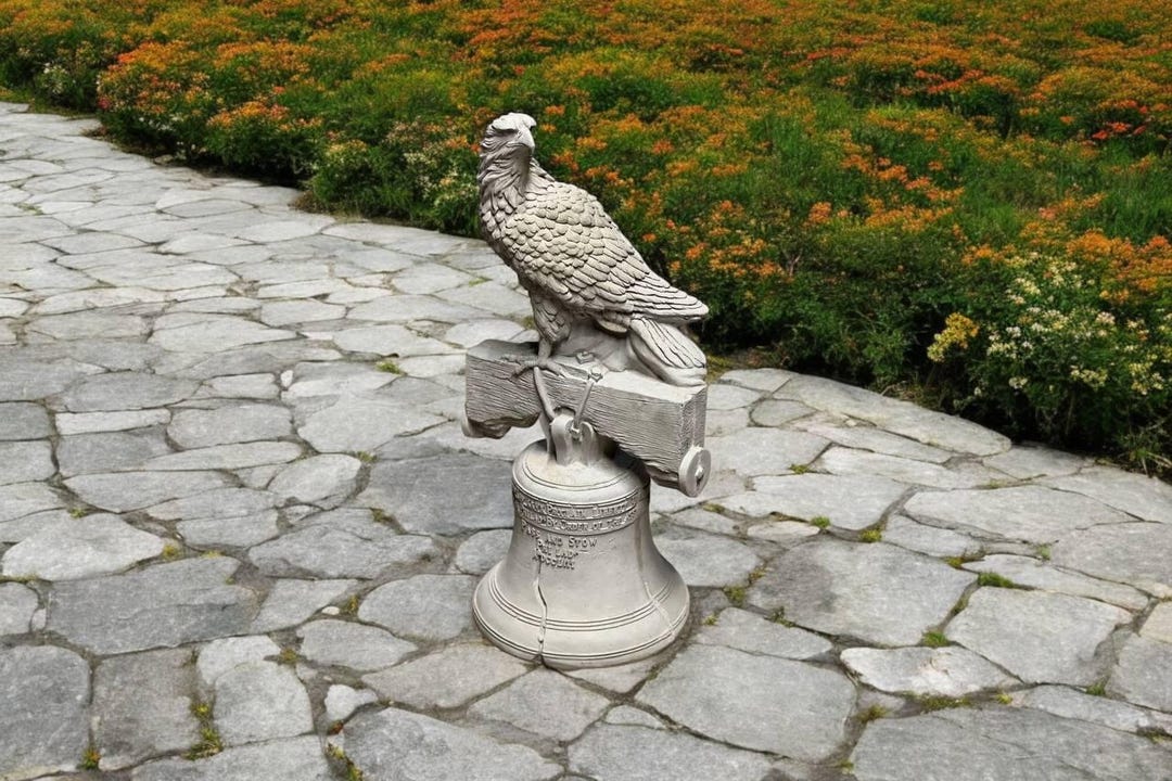 Eagle Bird Garden Statue Massive Eagle on Bell Figurine Concrete Bird ...