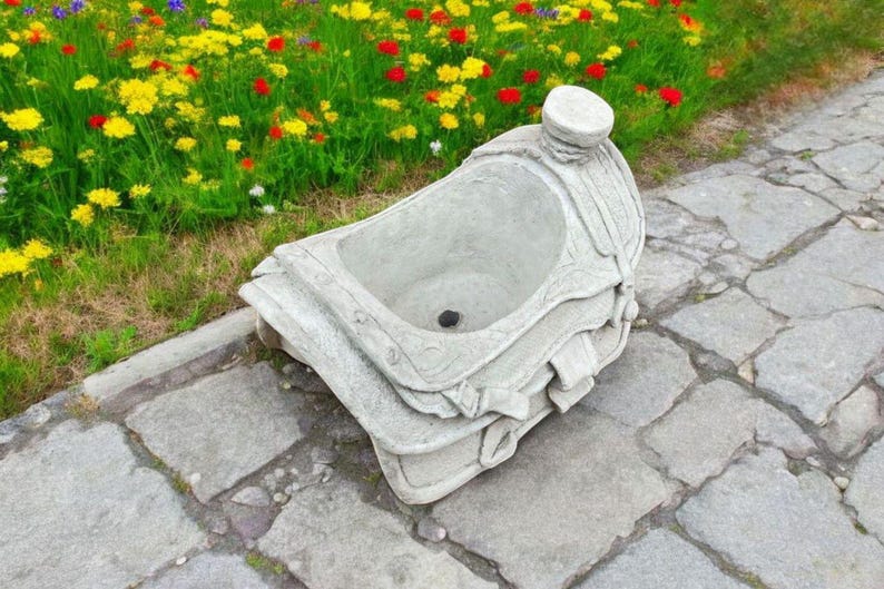 Large Saddle Statue Detailed Saddle Flowers Planter Stone Plants Pot ...