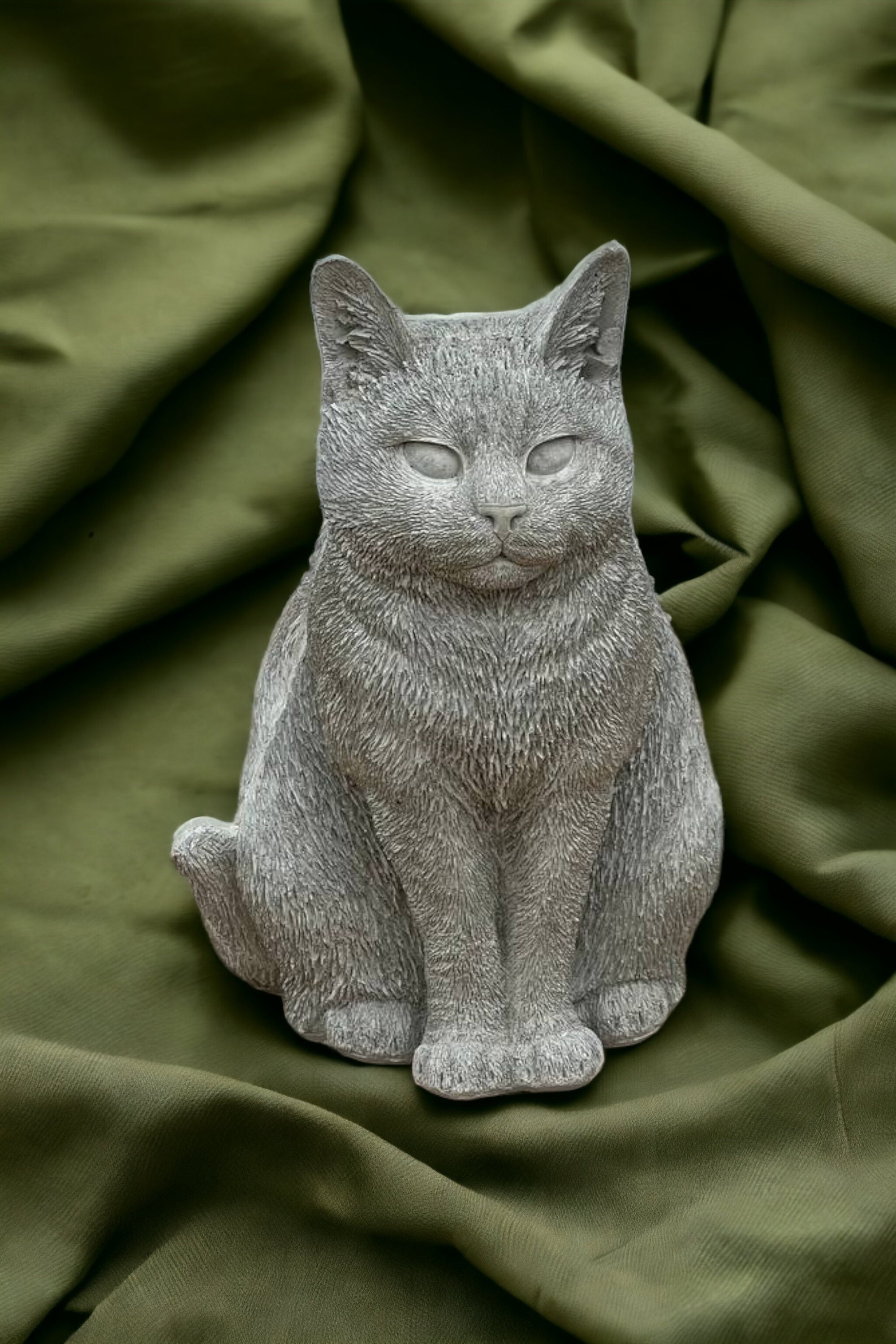 Detailed Cat Statue Sitting Kitten Figure Concrete Outdoor Cat Memorial ...