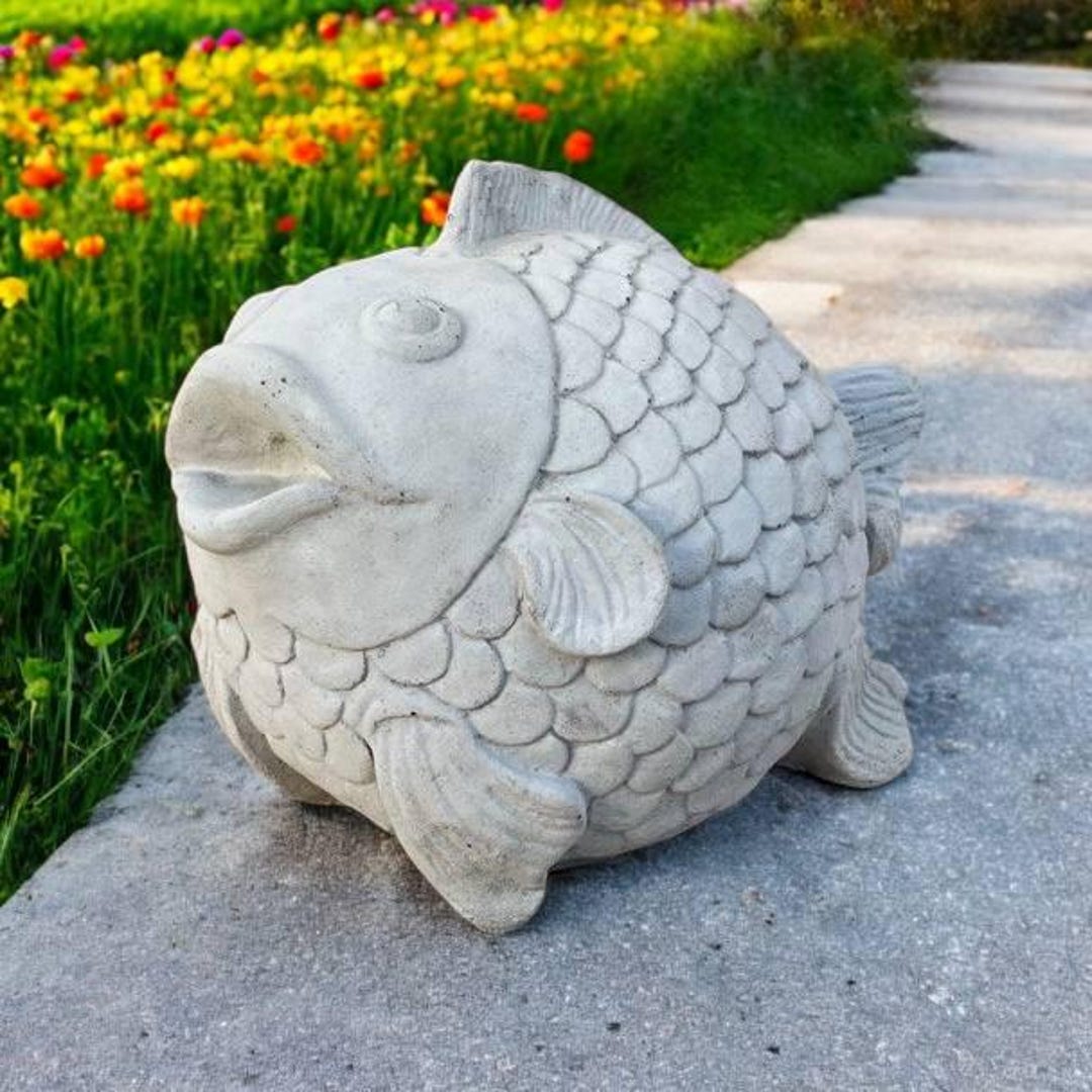 Realistic Fish Statue Concrete Bubba Fish Sculpture Ocean Fat Fish ...