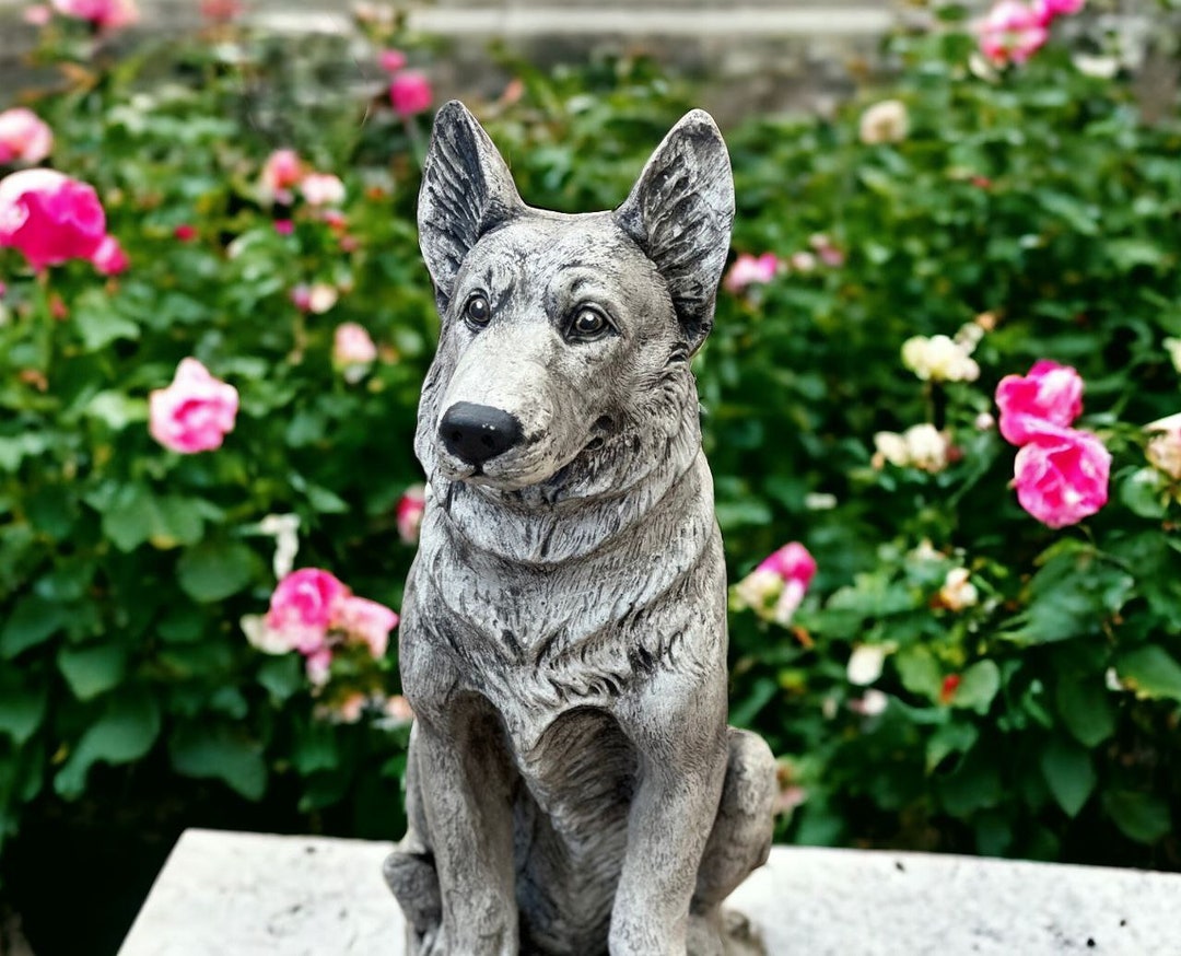 Sitting German Shepherd Dog Statue Concrete Dog Memorial Figure Cement ...