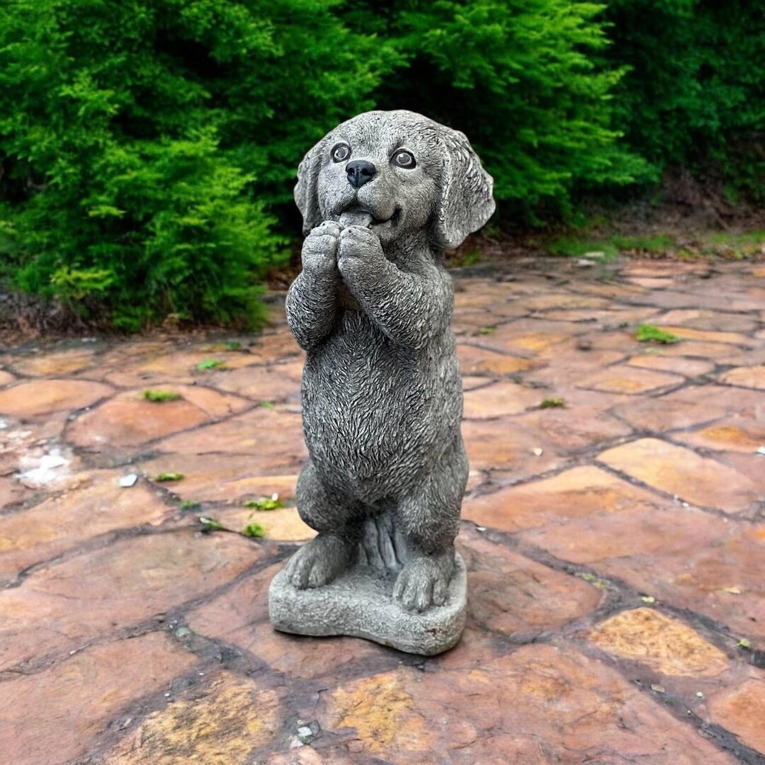 Begging Puppy Cement Statue Concrete Dog Figure Standing Puppy Dog on ...
