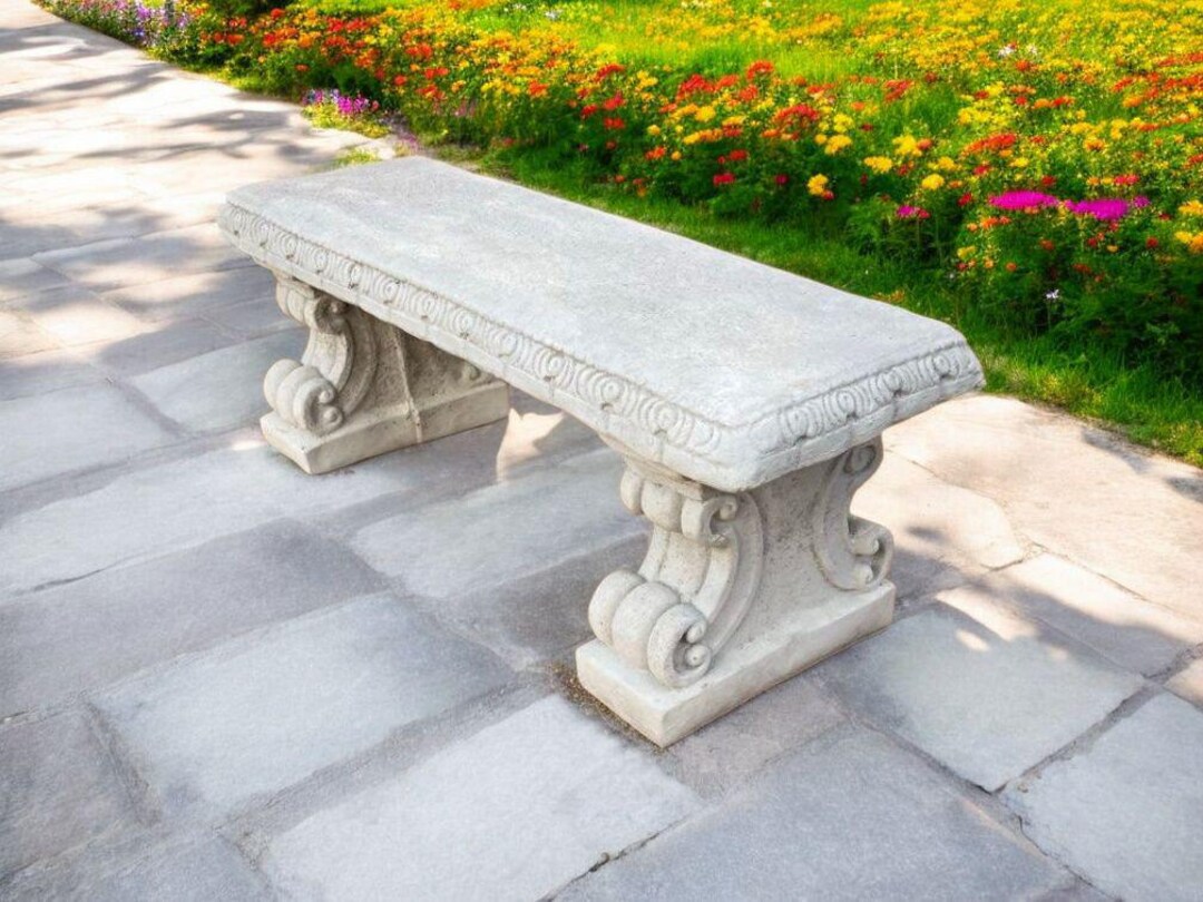 Large Bench Figure Garden Concrete Bench Statue One Piece Bench ...