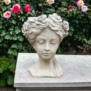 Flowers Planter Sculpture Head With Roses Pot Figure Garden Nymph ...