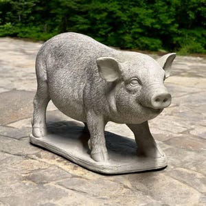 Standing Pig Statue Massive Potbelly Sculpture Concrete Pig on Base ...