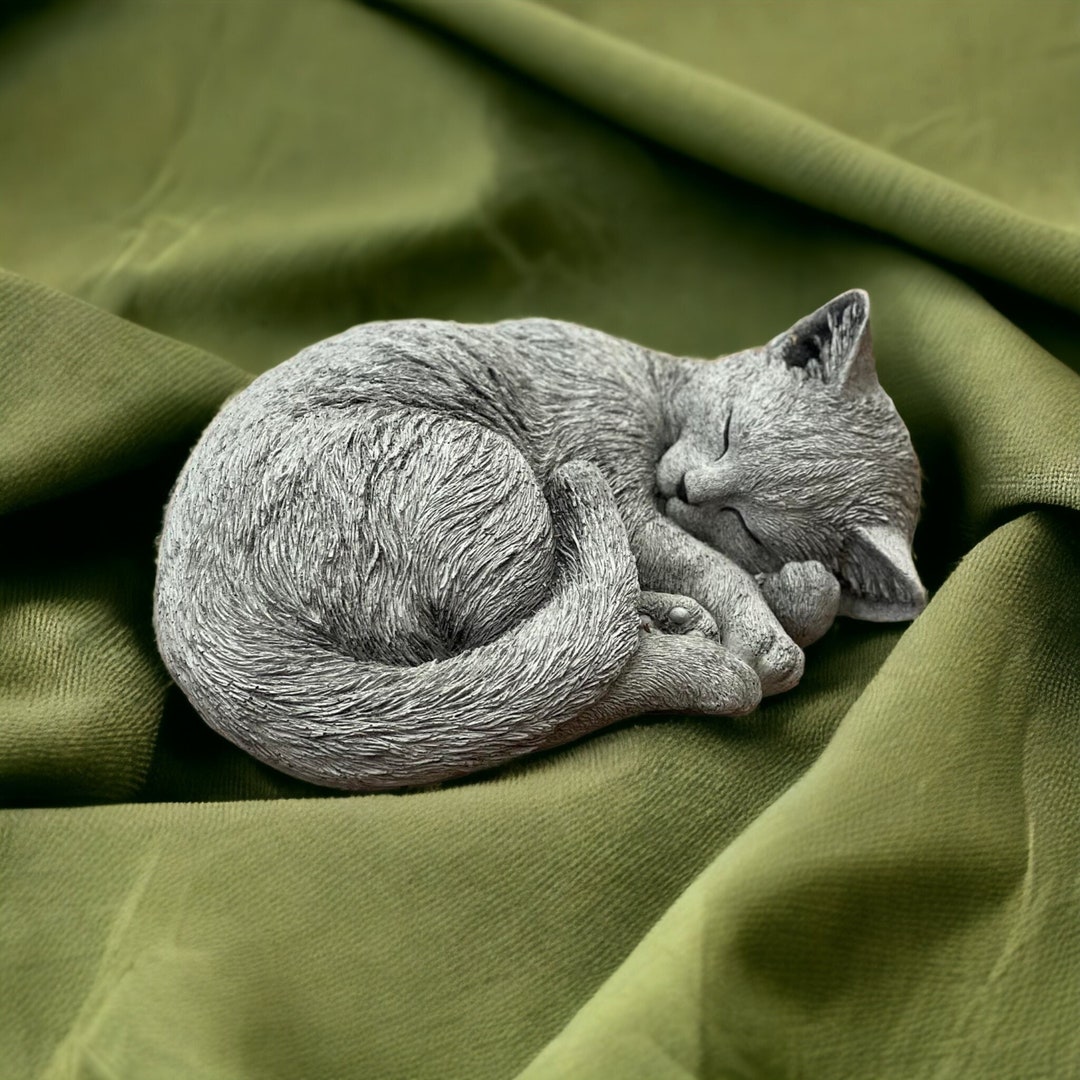 Laying on Side Cat Figure Large Kitten Figurine Outdoor Massive Cat ...