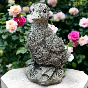 Detailed Duckling Garden Statue Concrete Duck on Base Figure Outdoor ...