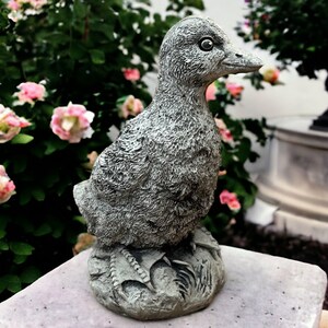 Detailed Duckling Garden Statue Concrete Duck on Base Figure Outdoor ...