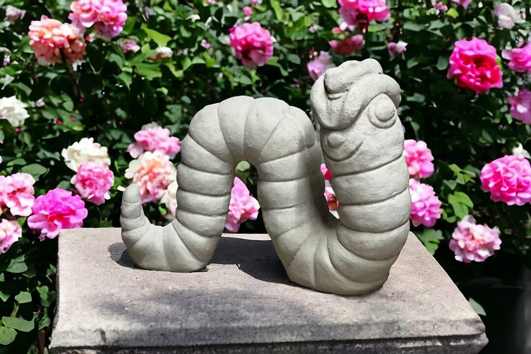 Garden Worm Stone Figure Massive Cowboy Worm Sculpture Concrete ...