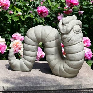 Garden Worm Stone Figure Massive Cowboy Worm Sculpture Concrete ...
