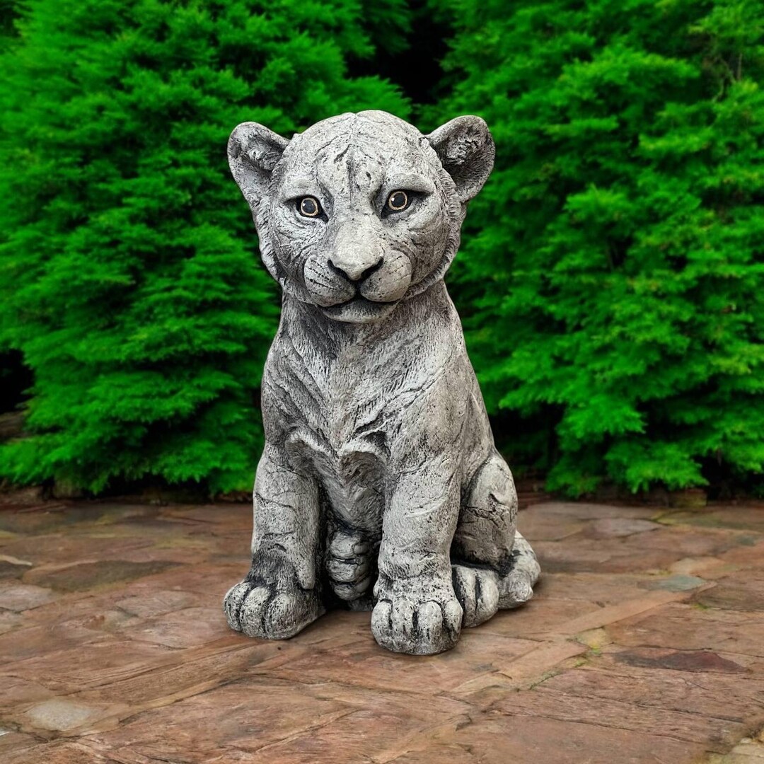 Realistic Tiger Cub Statue Concrete Tiger Figure Wild Animal Garden ...