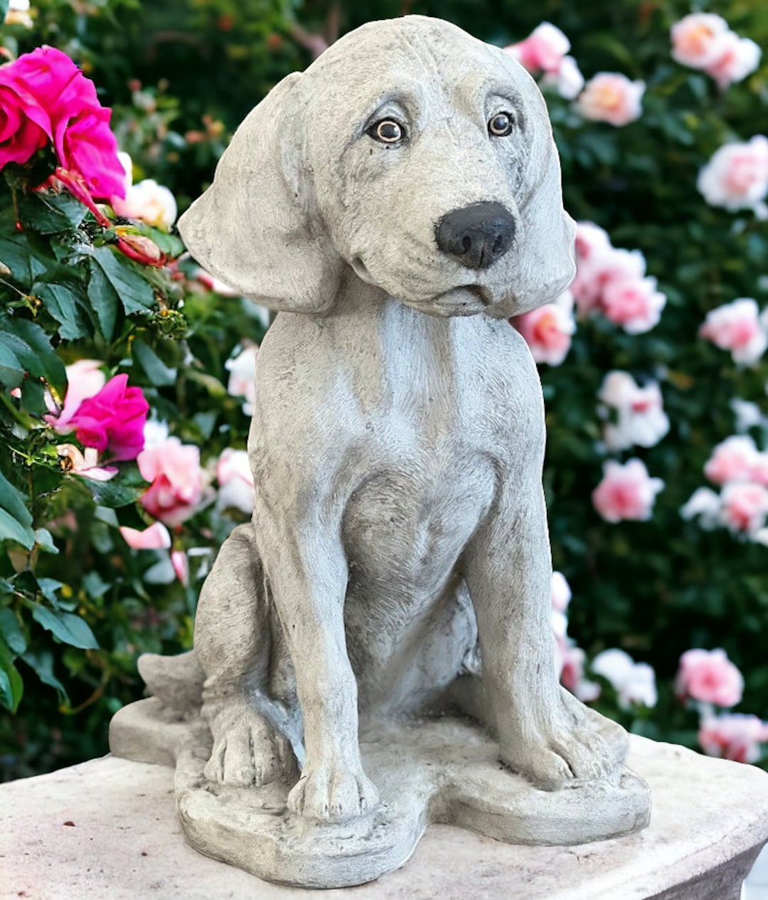 Garden Beagle Statue Stone Sitting Dog Figure Detailed Beagle Figurine ...