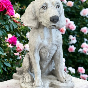 Garden Beagle Statue Stone Sitting Dog Figure Detailed Beagle Figurine ...