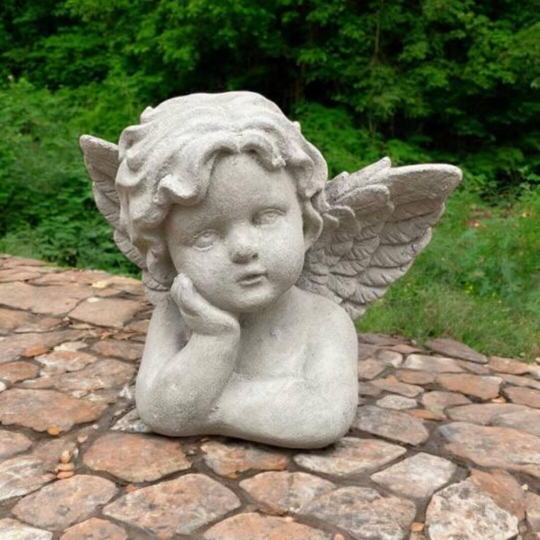 Religious Cherub Statue Concrete Angel Figure Detailed Home Decoration ...