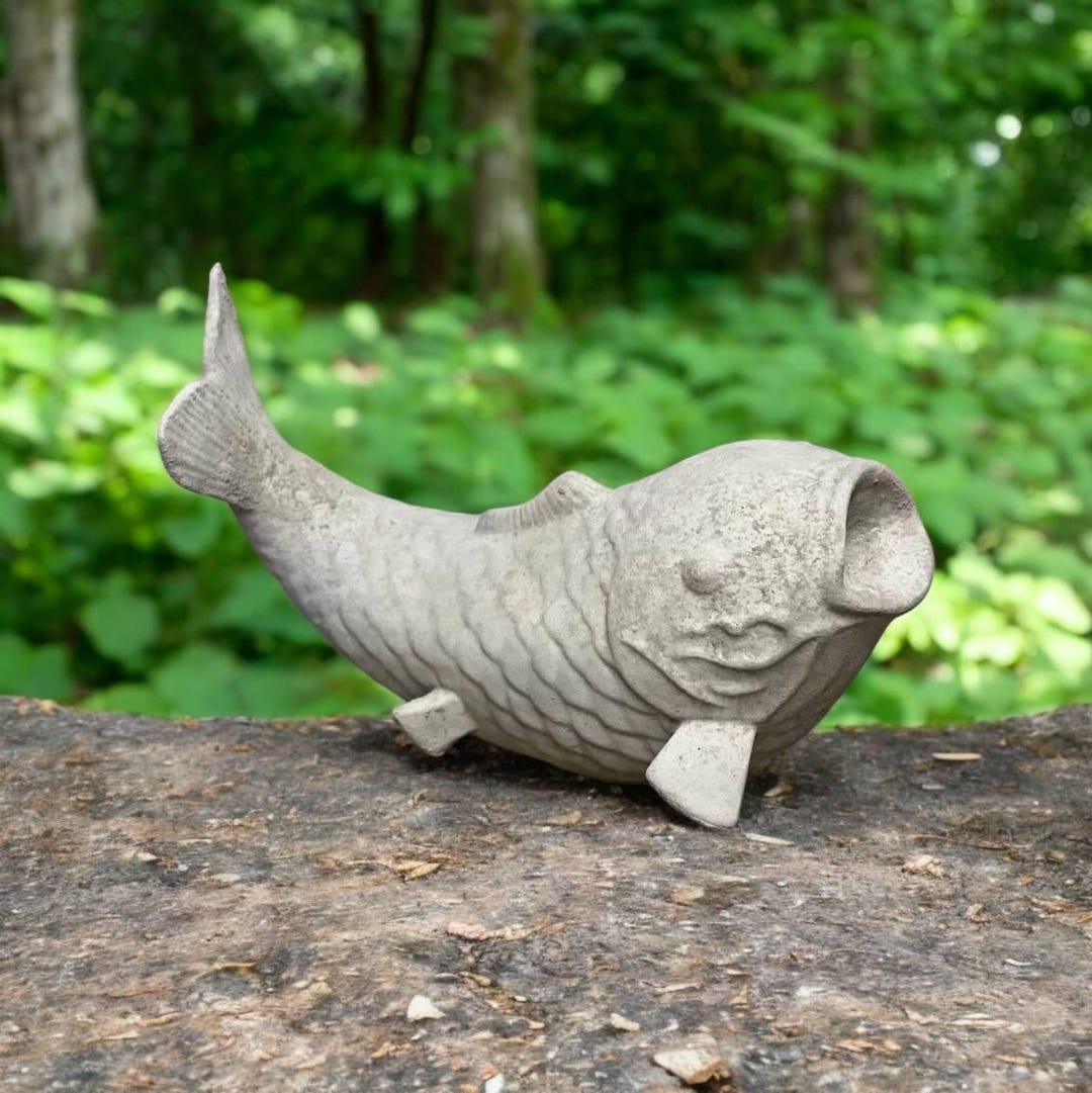 Laying Koi Fish Figure Ocean Fish Figurine Wild Animal Statue Concrete ...
