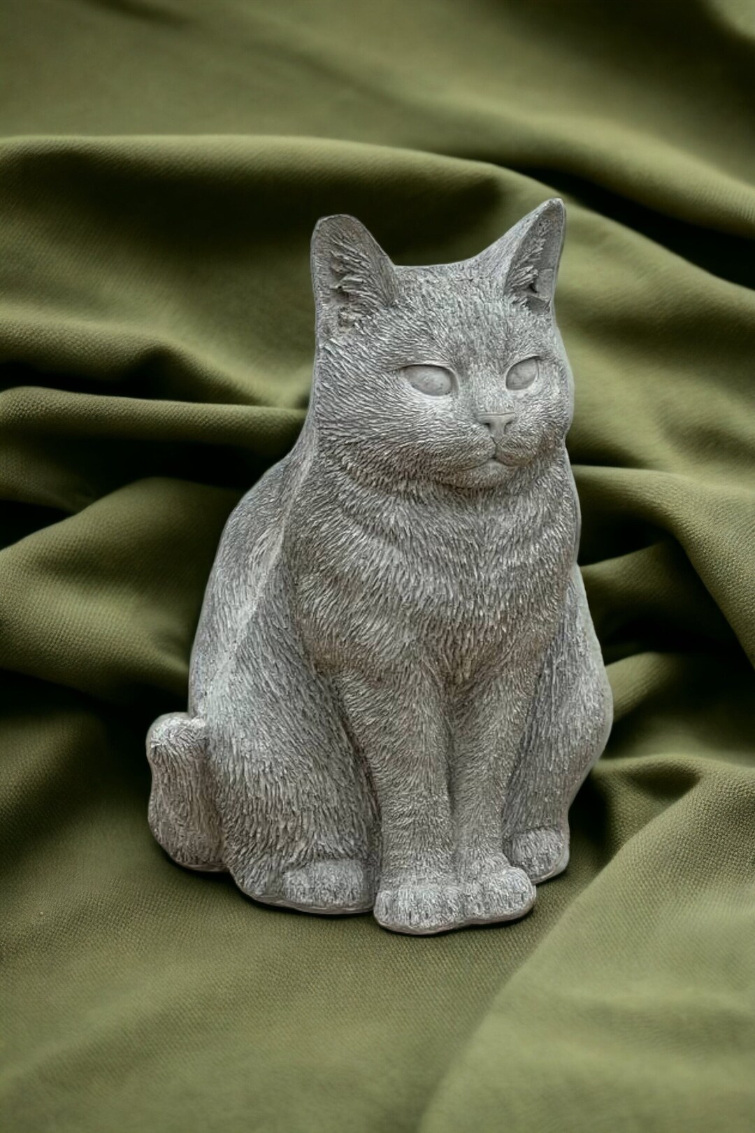 Detailed Cat Statue Sitting Kitten Figure Concrete Outdoor Cat Memorial ...