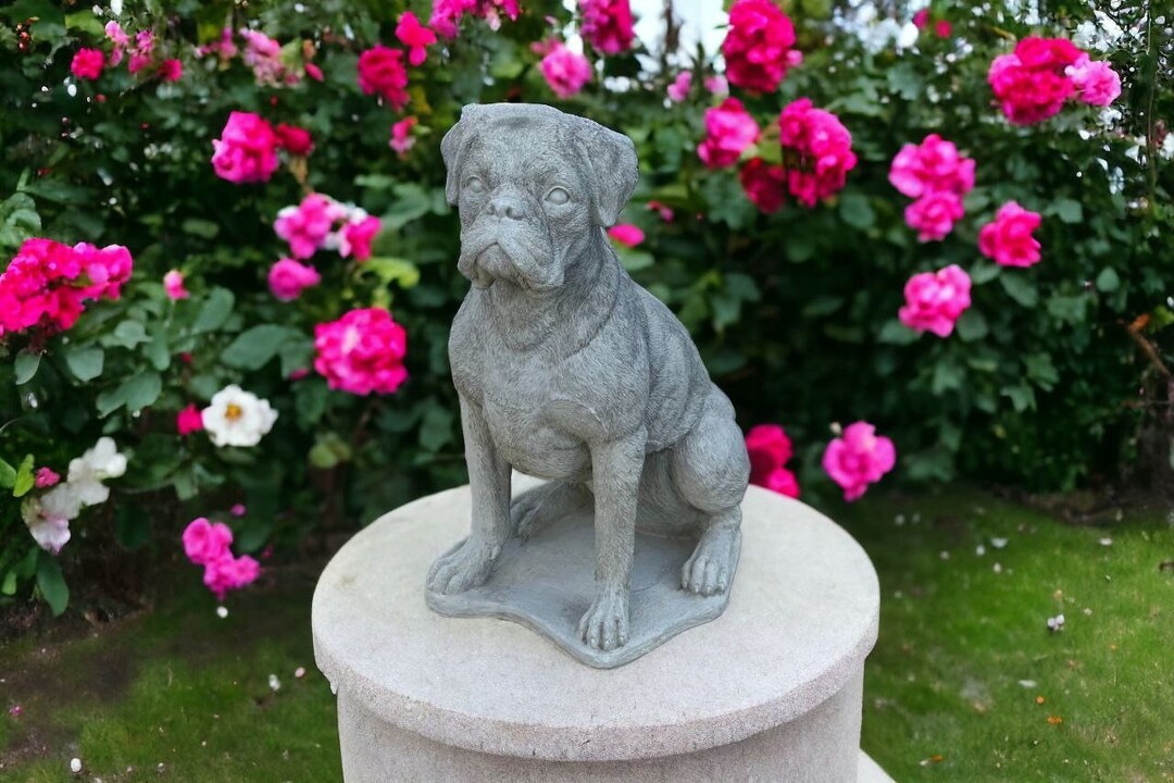 Sitting Boxer Dog Statue Concrete Boxer Dog Figure Massive Boxer ...