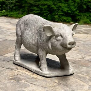 Standing Pig Statue Massive Potbelly Sculpture Concrete Pig on Base ...