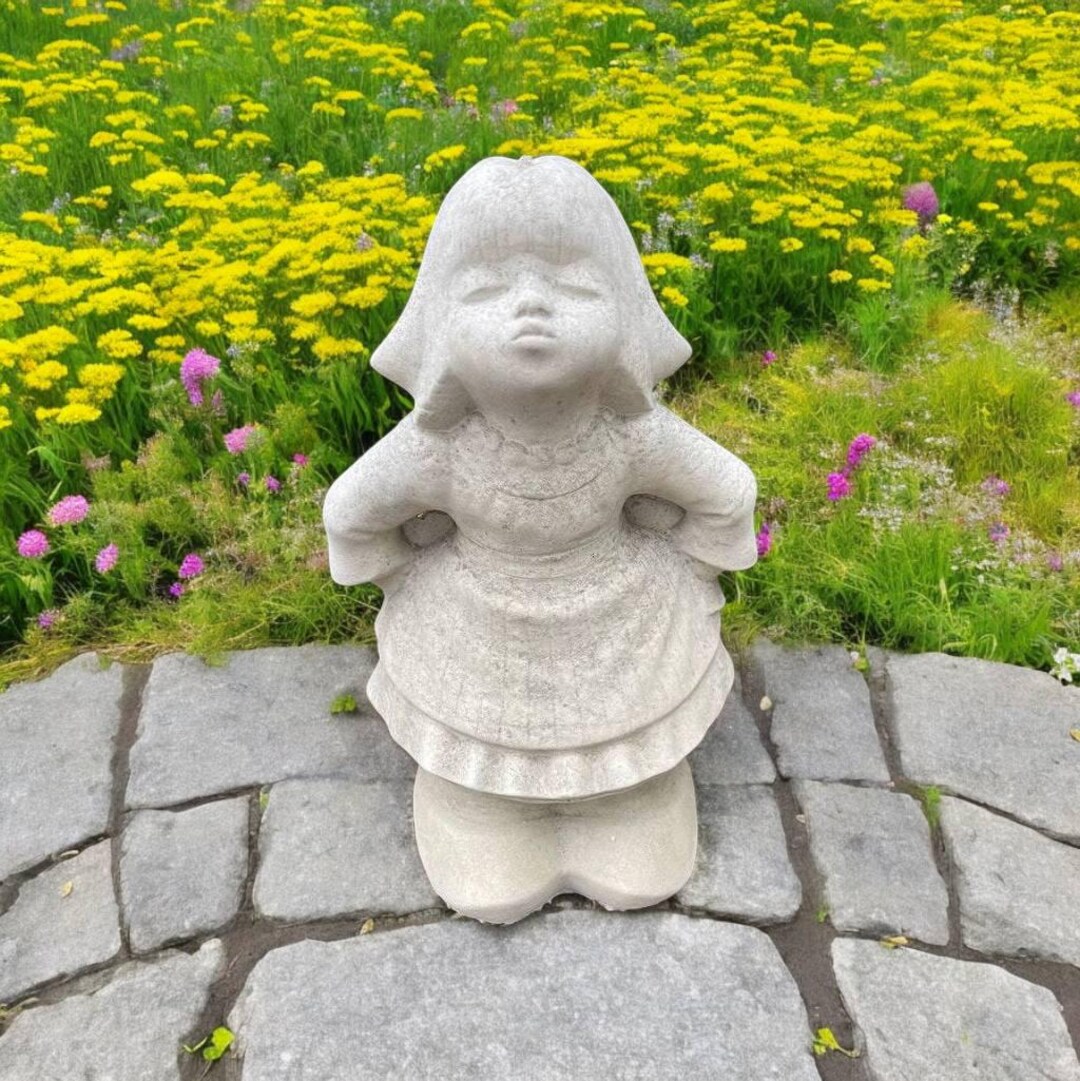 Large Girl Statue Dutch Kids Sculpture Concrete Girl in Dress Figure ...