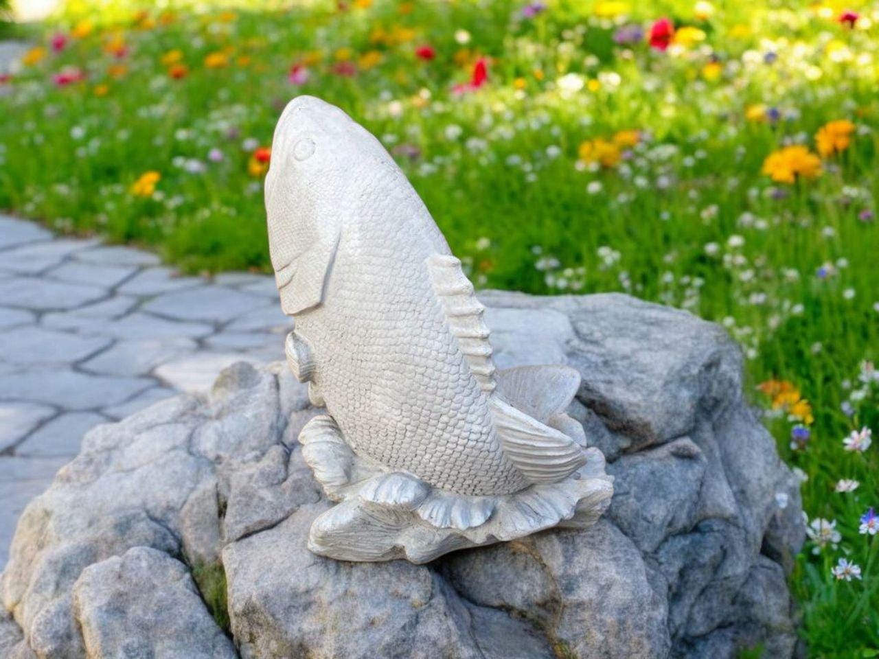 Large Fish Statue Cement Fish With Mouth Bass Concrete Backyard Art ...
