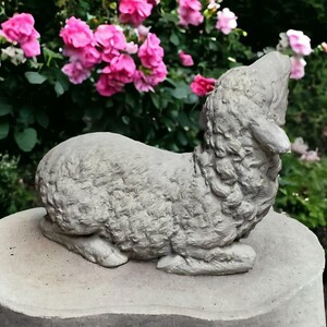 Laying Lamb Figure Resting Baby Lamb Sculpture Looking up Statue Farm ...