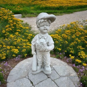 Standing Baseball Kid Figure Tall Boy Massive Statue Concrete Baseball ...