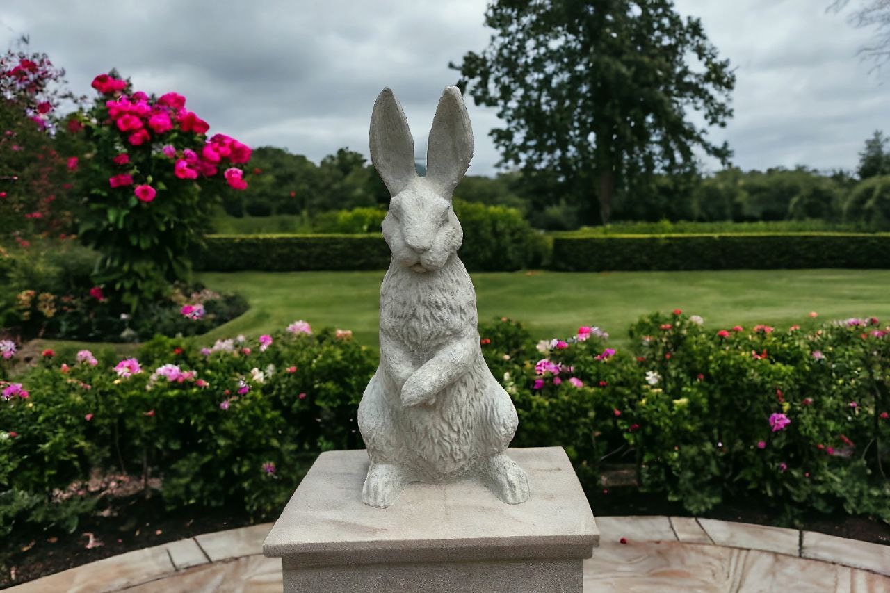 Massive Rabbit Garden Statue Concrete Bunny With Long Ears Figure ...