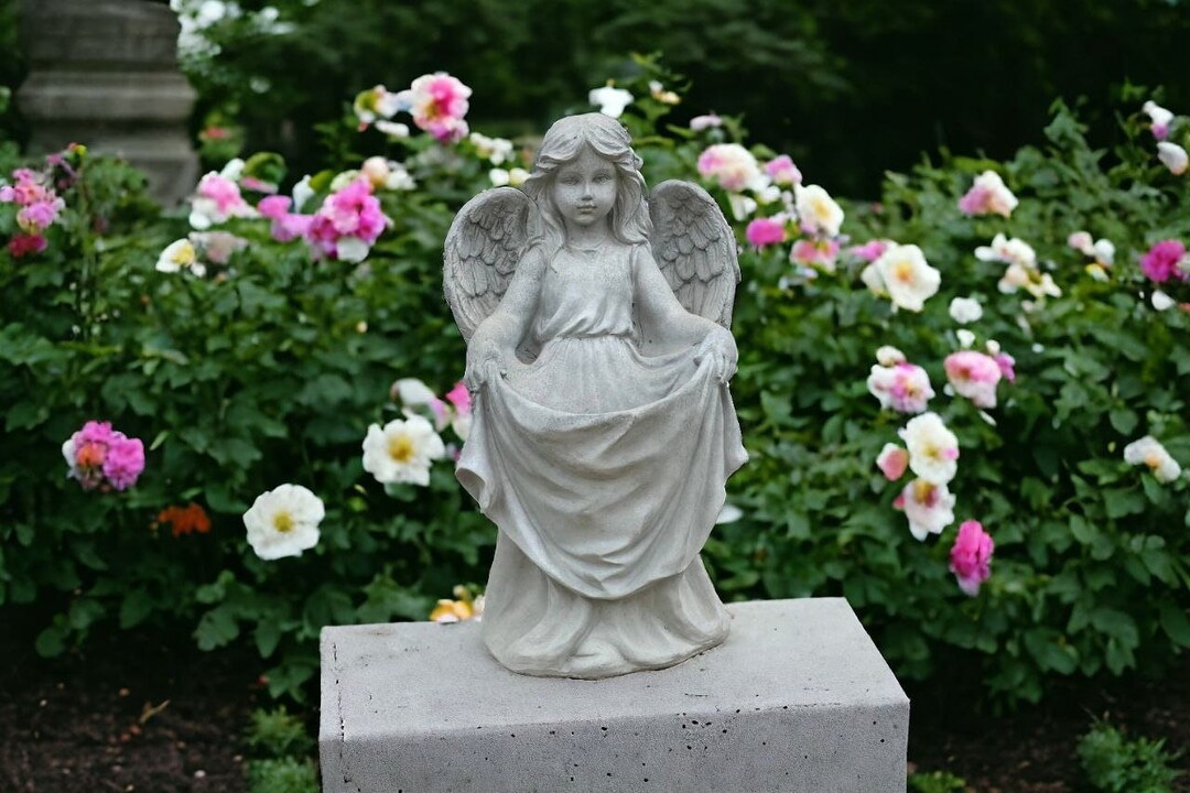 Angel Holding Skirt Planter Statue Standing Girl in Dress Figure ...