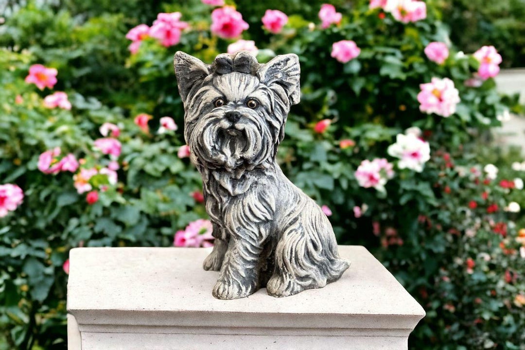 Concrete Yorkshire Terrier Statue Yorkshire Terrier Memorial Detailed ...