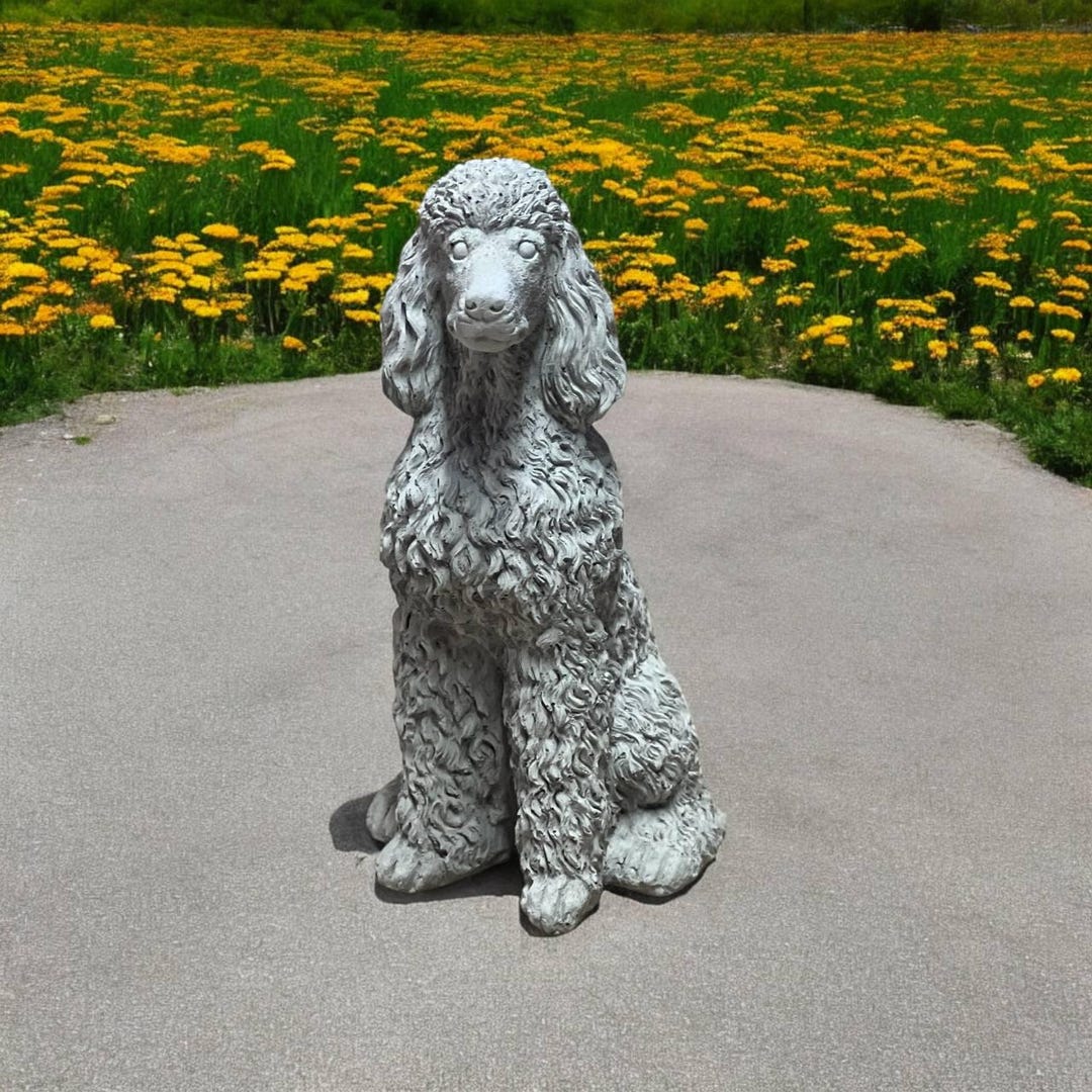 Concrete Poodle Dog Figure Detailed Poodle Puppy Figurine Realistic ...