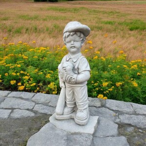 Standing Baseball Kid Figure Tall Boy Massive Statue Concrete Baseball ...