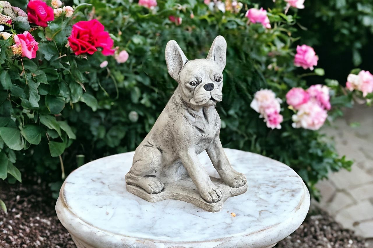 Realistic Boston Terrier Statue Garden Dog Memorial Stone Outdoor ...