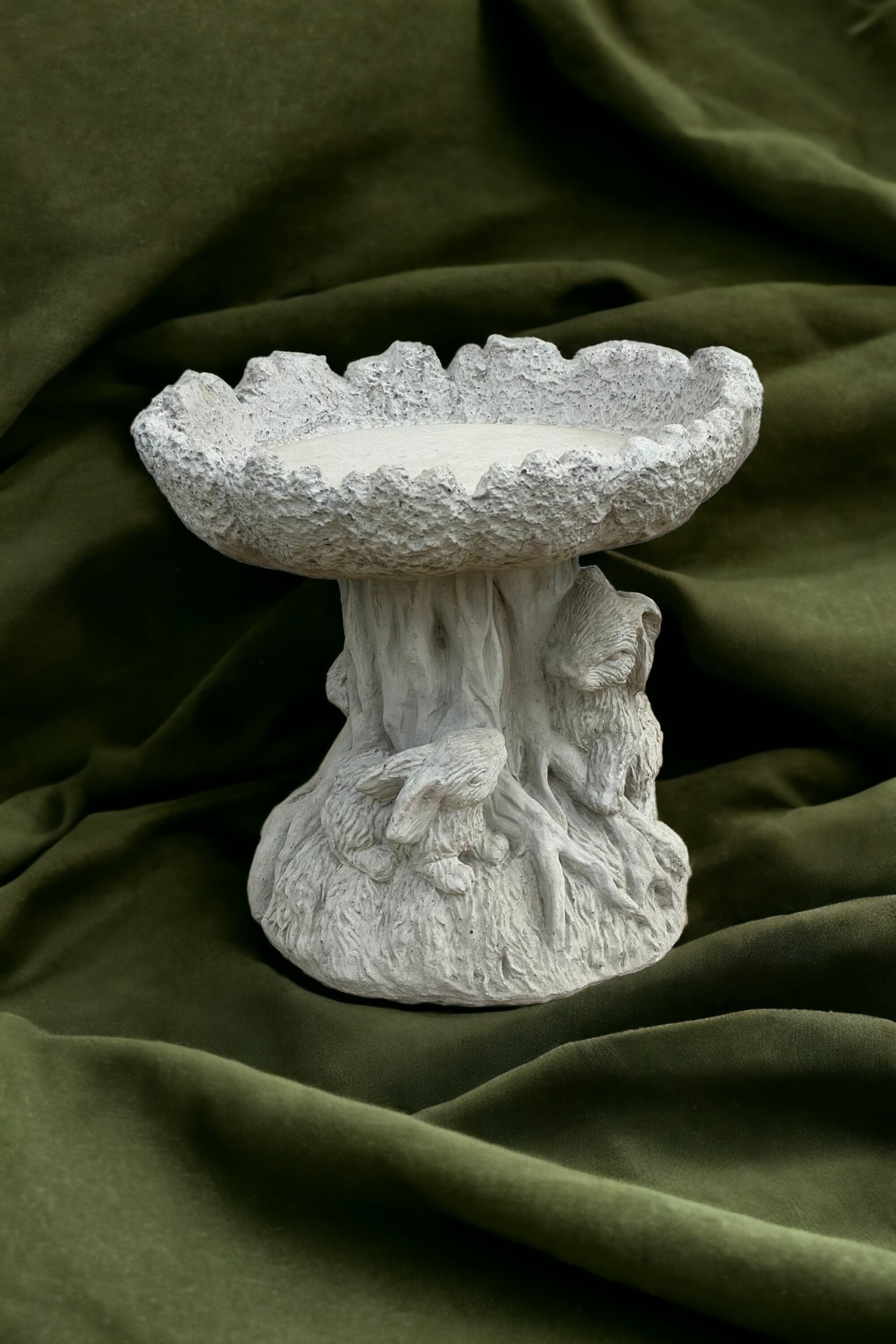 Concrete Birds Bath With Rabbits Statue Handmade Birds Drinker - Etsy