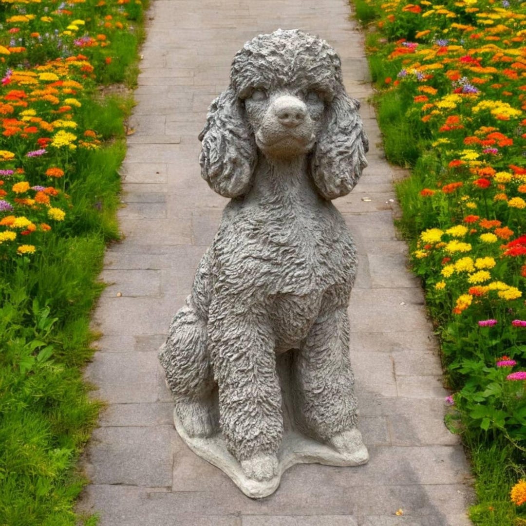 Poodle Statue Grave Marker Detailed Poodle Sculpture Realistic Dog Lawn ...