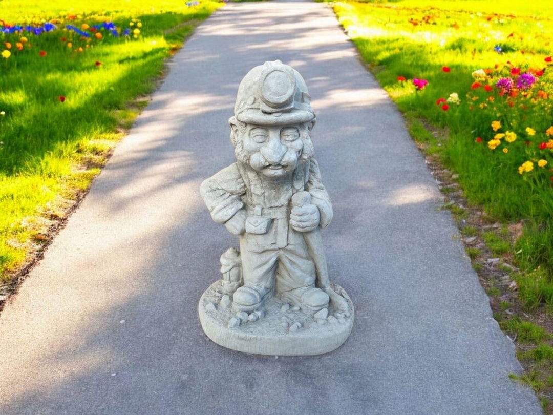 Coal Miner Standing on Base Statue Large Man Figure Old Prospector ...