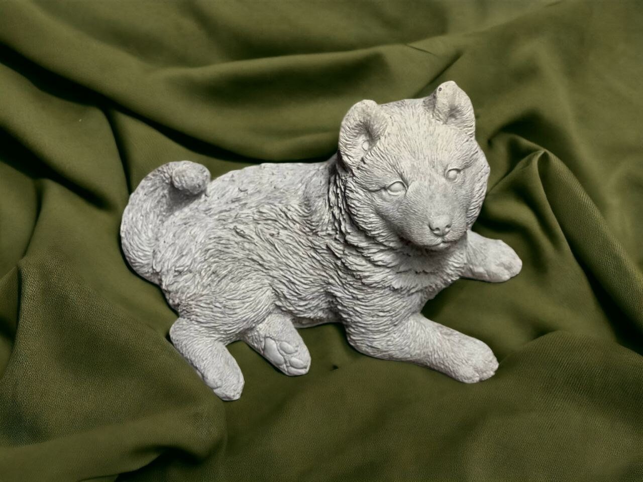 Siberian Husky Dog Figure Concrete Laying Husky Statue Puppy Siberian ...