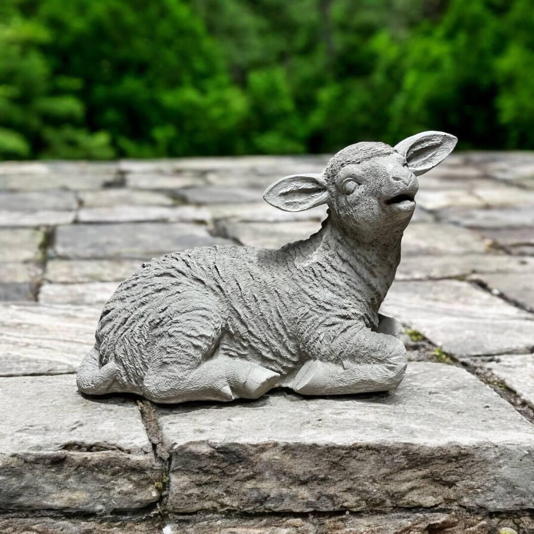 Lamb Figure Concrete Sheep Figurine Realistic Sheep Sculpture Farm ...