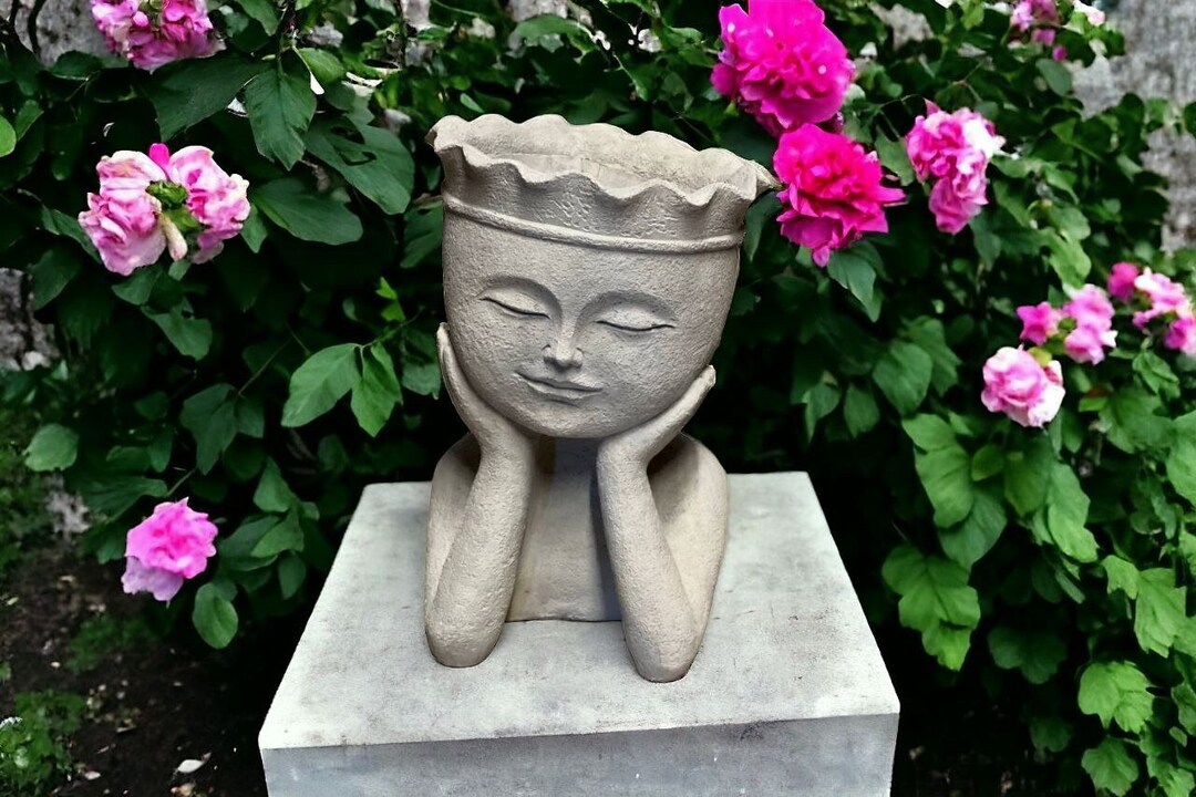 Nymph Planter Lawn Figure Concrete Nymph Flowers Pot Outdoor Sculpture ...