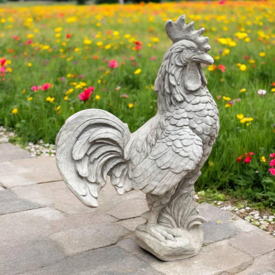 Rooster Massive Statue Concrete Chicken Hen Figurine Large Rooster ...