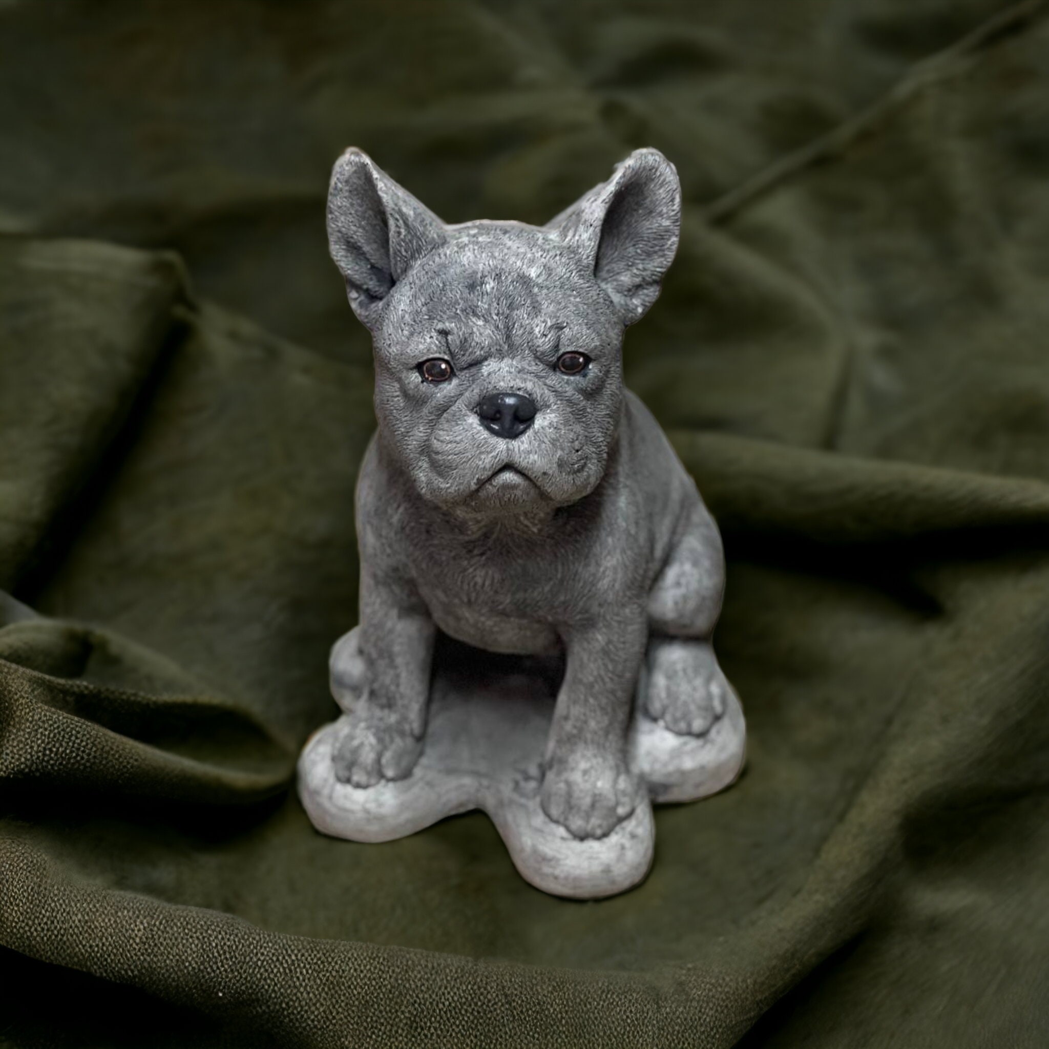 Sitting French Bulldog Statue Concrete French Bulldog Puppy Figurine ...