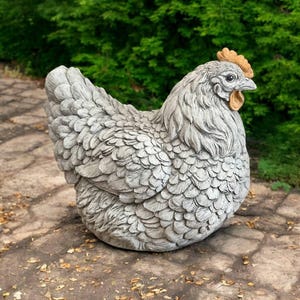 Pained Farm Chicken Statue Concrete Hen Chicken Massive Figurine ...